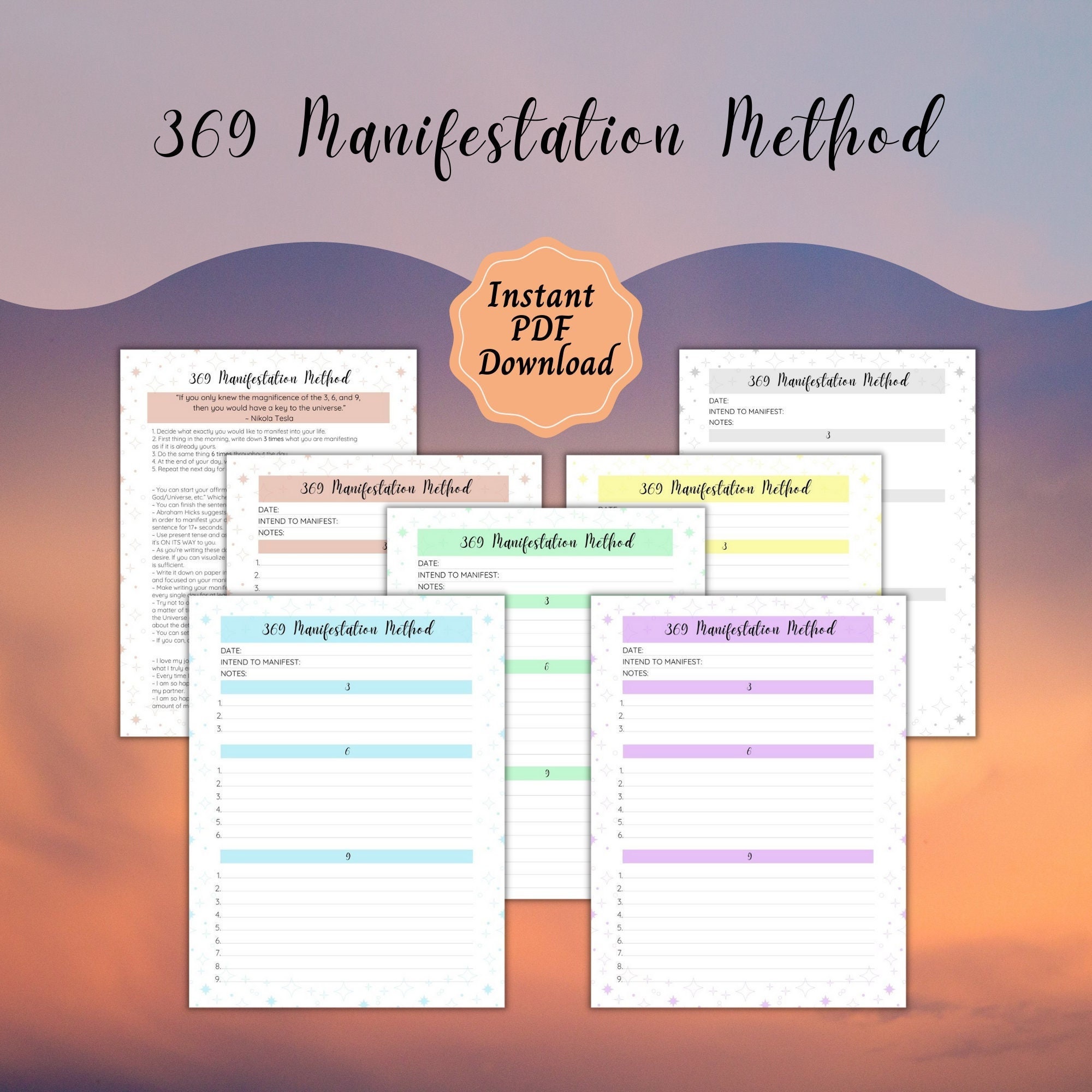 PRINTABLE 369 Manifestation Method Template
